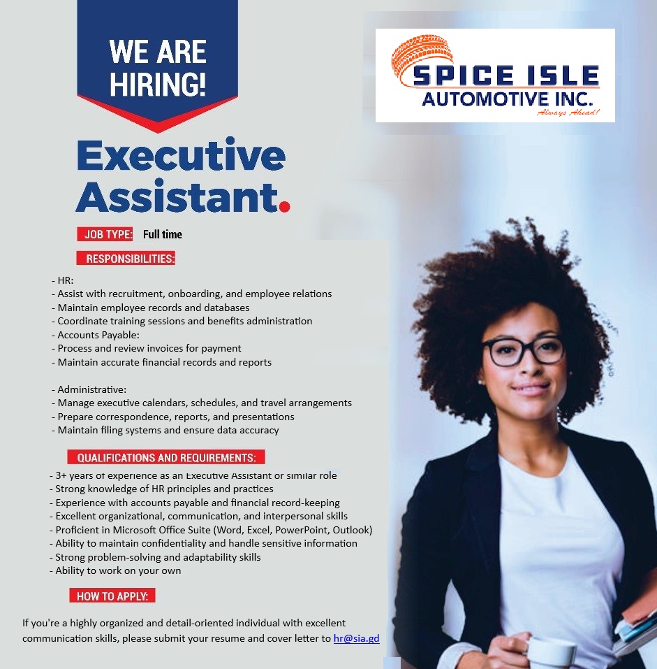 Executive Assistant - Spice Isle Automotive - Jobs in Grenada
